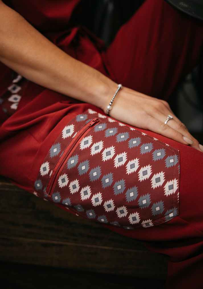 Maroon Aztec Jogger Pants – Spurrin’ Scrubs